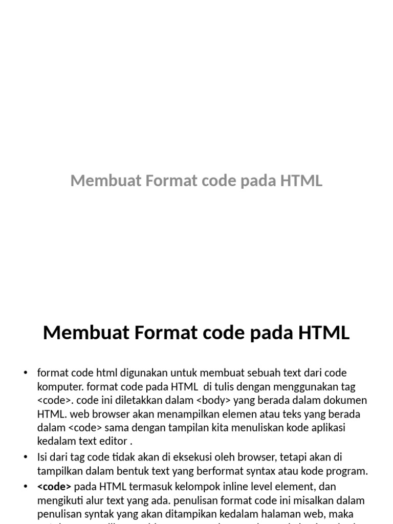 Format Kode dalam HTML | PDF