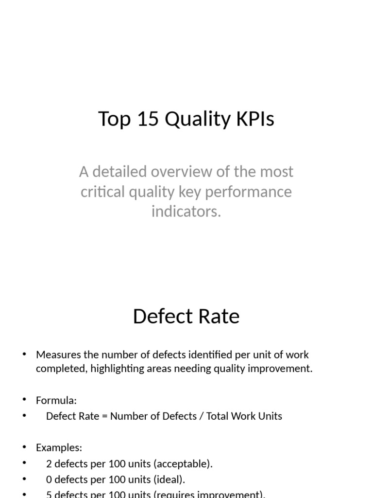 Essential Quality KPIs Overview | PDF | Performance Indicator | Audit