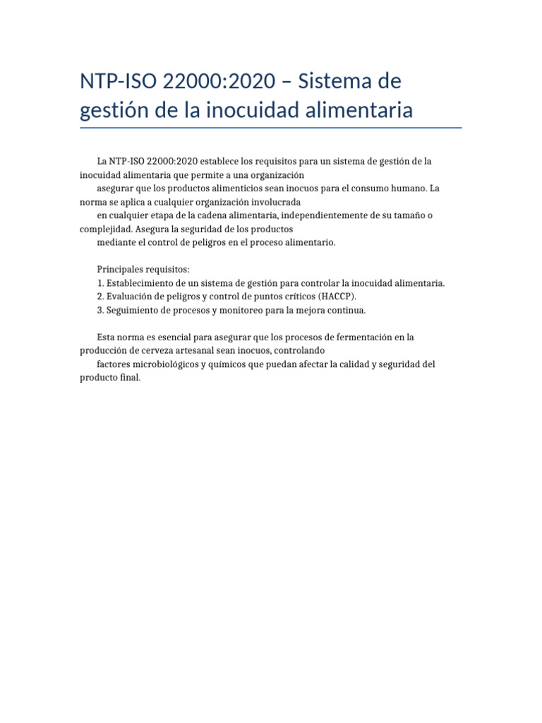 NTP Iso 22000 2020 | PDF