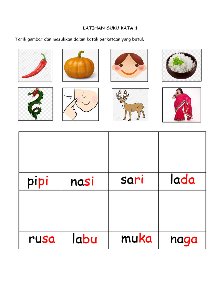 Latihan Suku Kata 1 | PDF