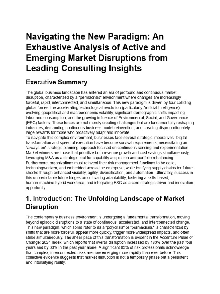 Market Disruption Insights for Businesses | PDF | Mergers And ...