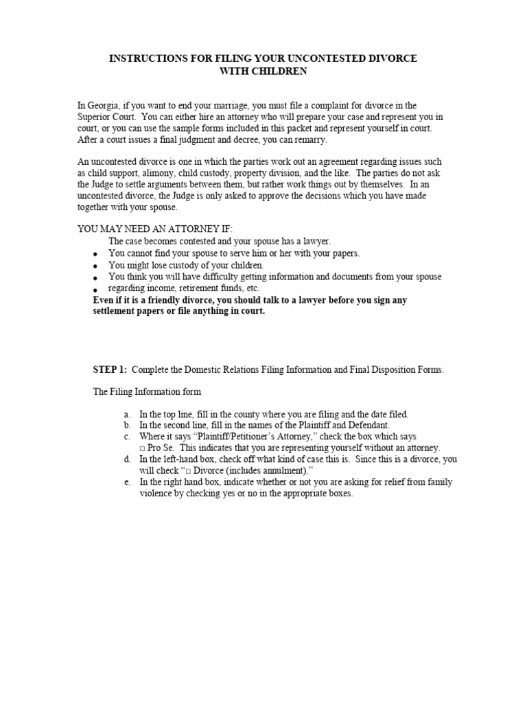 Divorcewithminorchildren UNinstruct | PDF | Child Support | Child Custody