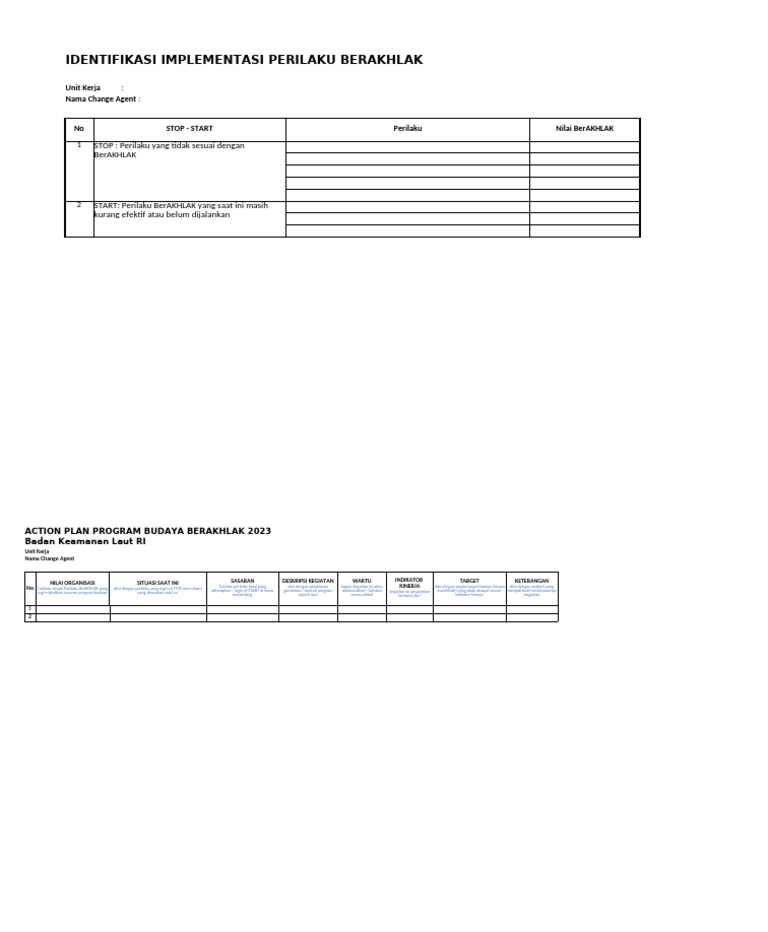 Template Action Plan AoC | PDF