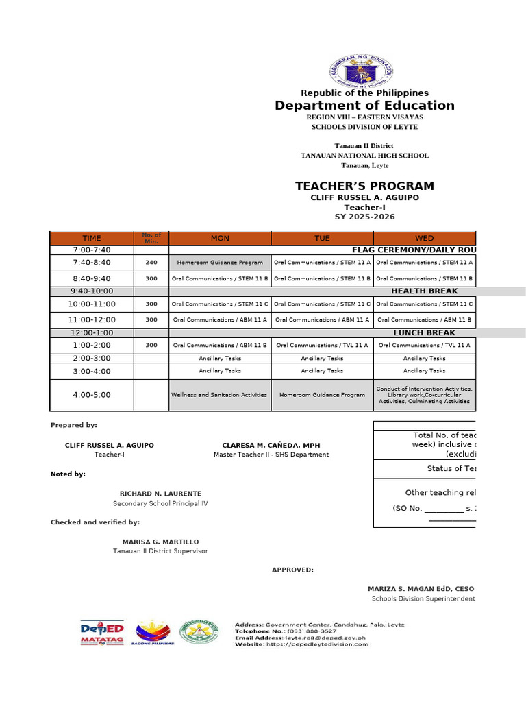 Teachers Program Sem 1 2025 2026 | PDF | Educational Organizations | Educational Institutions