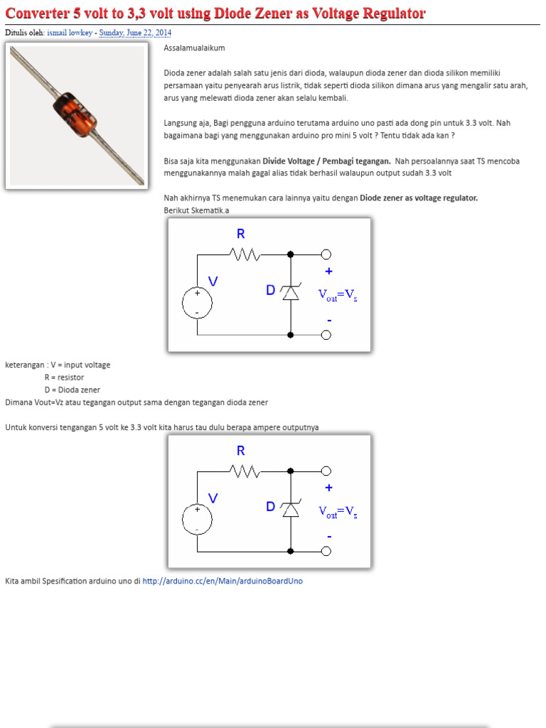 Konversi Tegangan 5V ke 3.3V dengan Zener | PDF