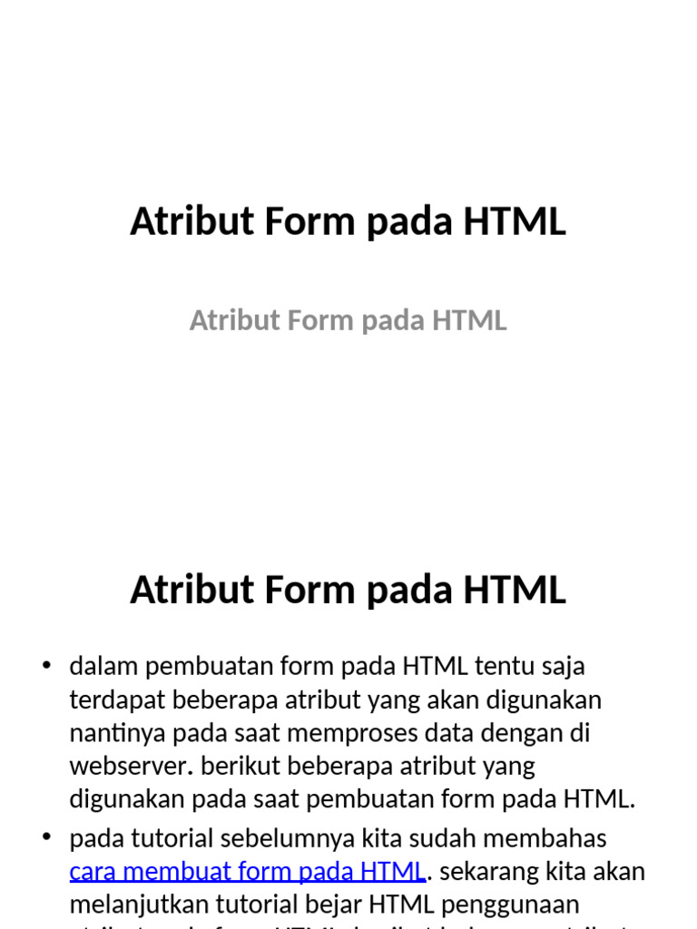 12 Atribut Form Pada HTML | PDF