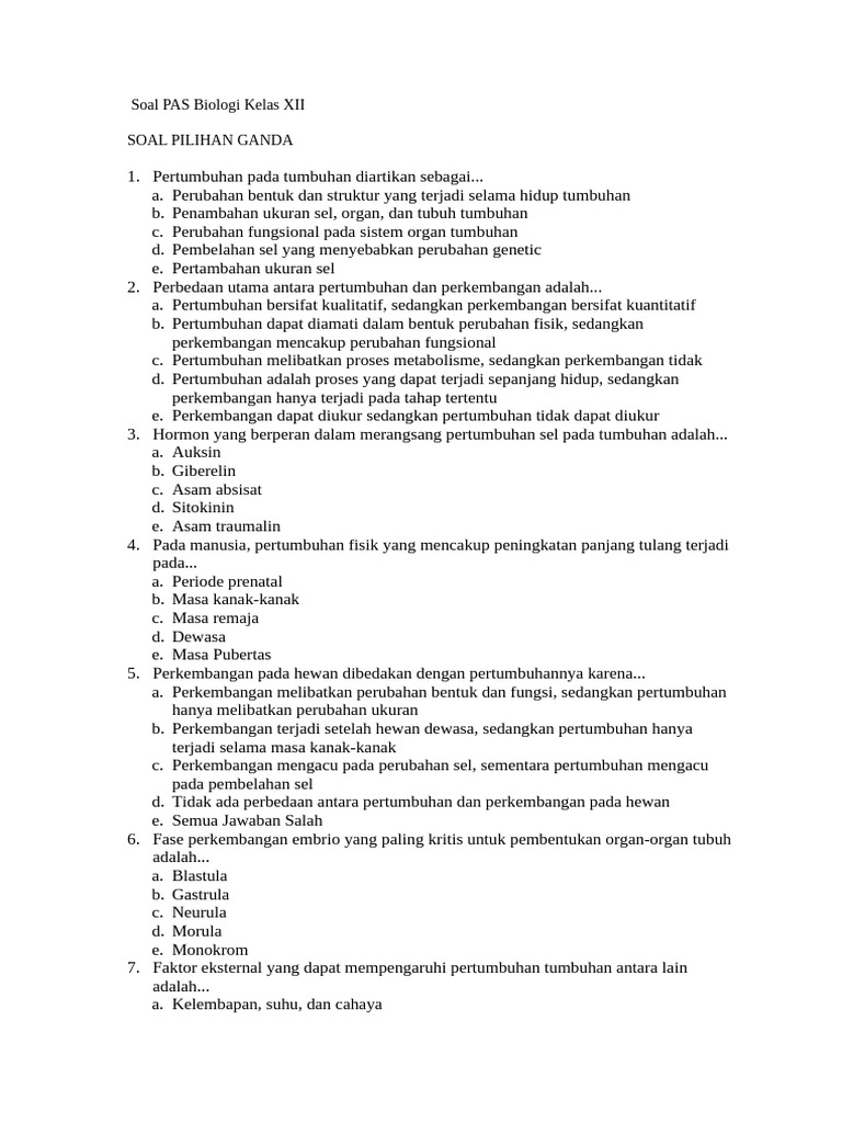 Soal Biologi Kelas XII | PDF