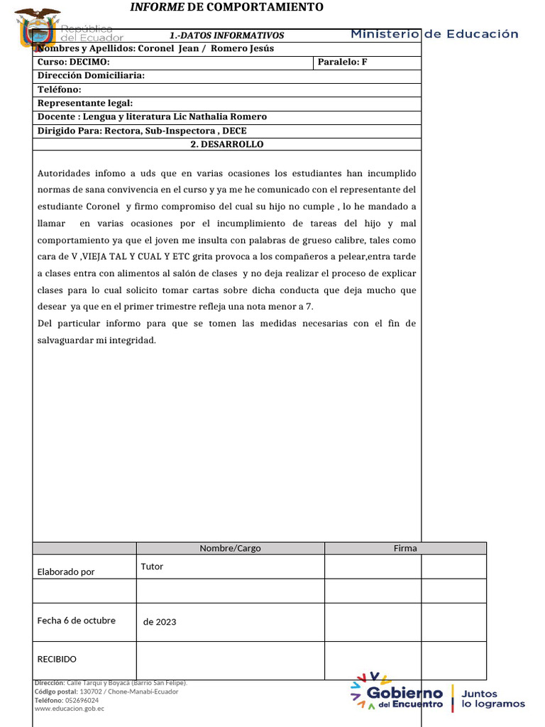 Formato de Informe | PDF