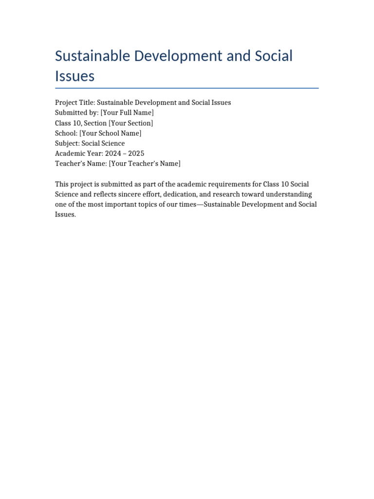 Sustainable Development Project Final | PDF | Sustainability ...