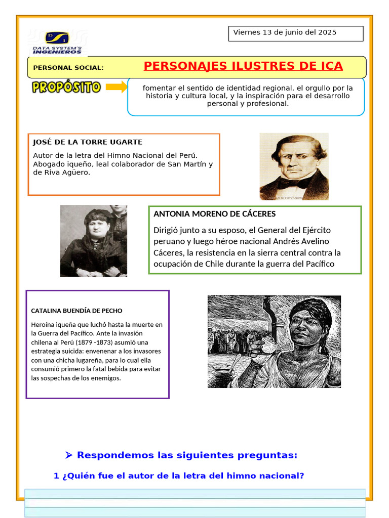 Ficha Ps Personajes Ilustres de Ica | PDF