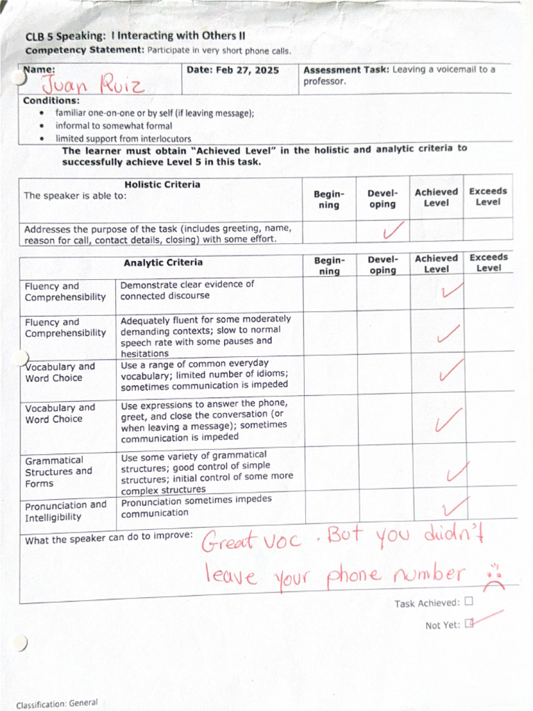 Speaking Assessments (Level 5) | PDF