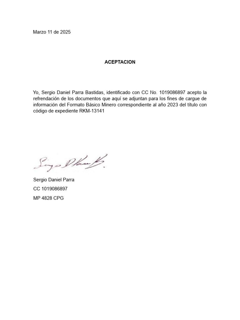 Formato Aceptacion Devimar | PDF