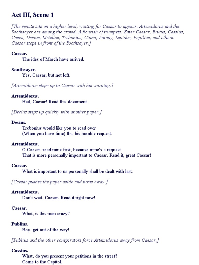 Julius Caesar Paraphrase - Act Three, Scene 1 | Download Free PDF ...