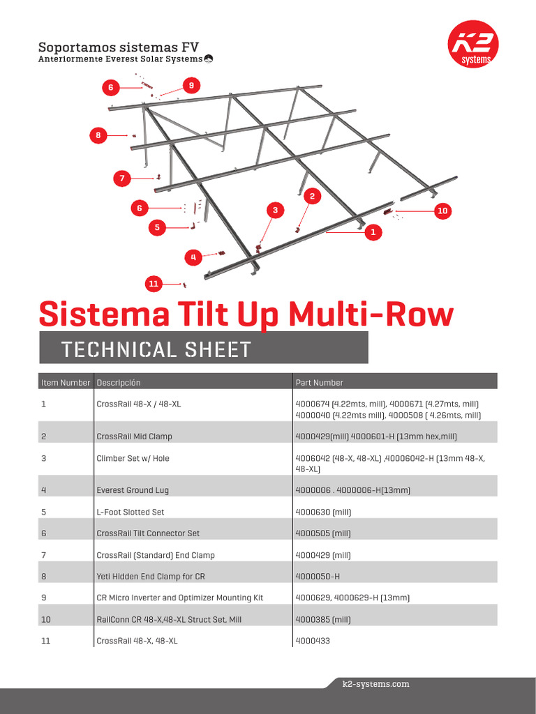 CrossRail Tilt Up Multi-Row-TechnicalSheet MX V1 0721 | PDF | Ciencias fisicas | Rieles