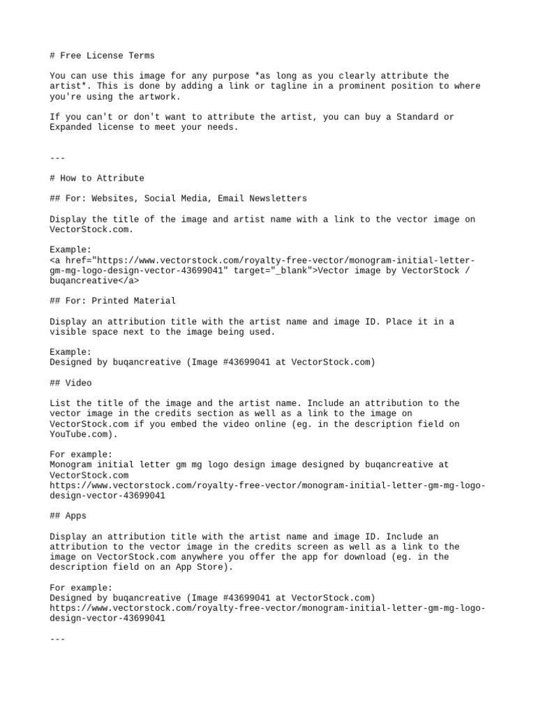Free License Attribution | PDF