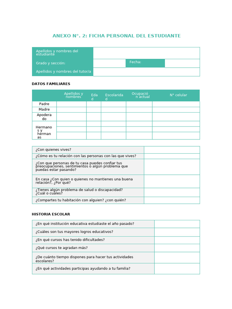 Anexos - Fichas Completo Tutorìa | PDF | Escuelas | Aprendizaje