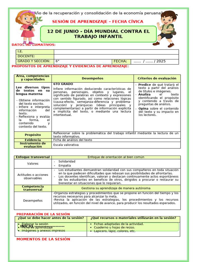Ses-Juev-Fecha Civica-Día Mundial Contra El Trabajo Infantil-Miss ...