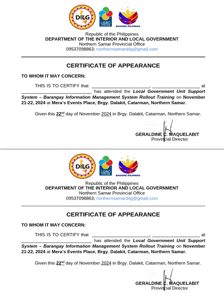 Certificate of Appearance Editable | PDF