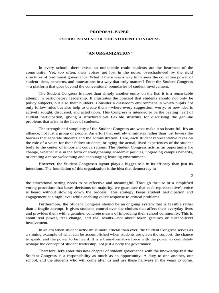 Proposal Student Congress | PDF | United States Congress | American ...