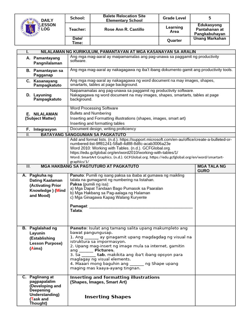 Epp 5 Week 2 Day 3 | PDF