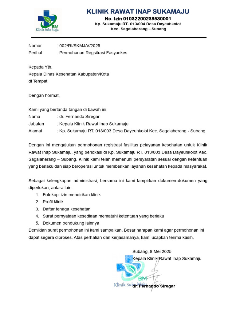 Permohonan Reg Fasyankes | PDF