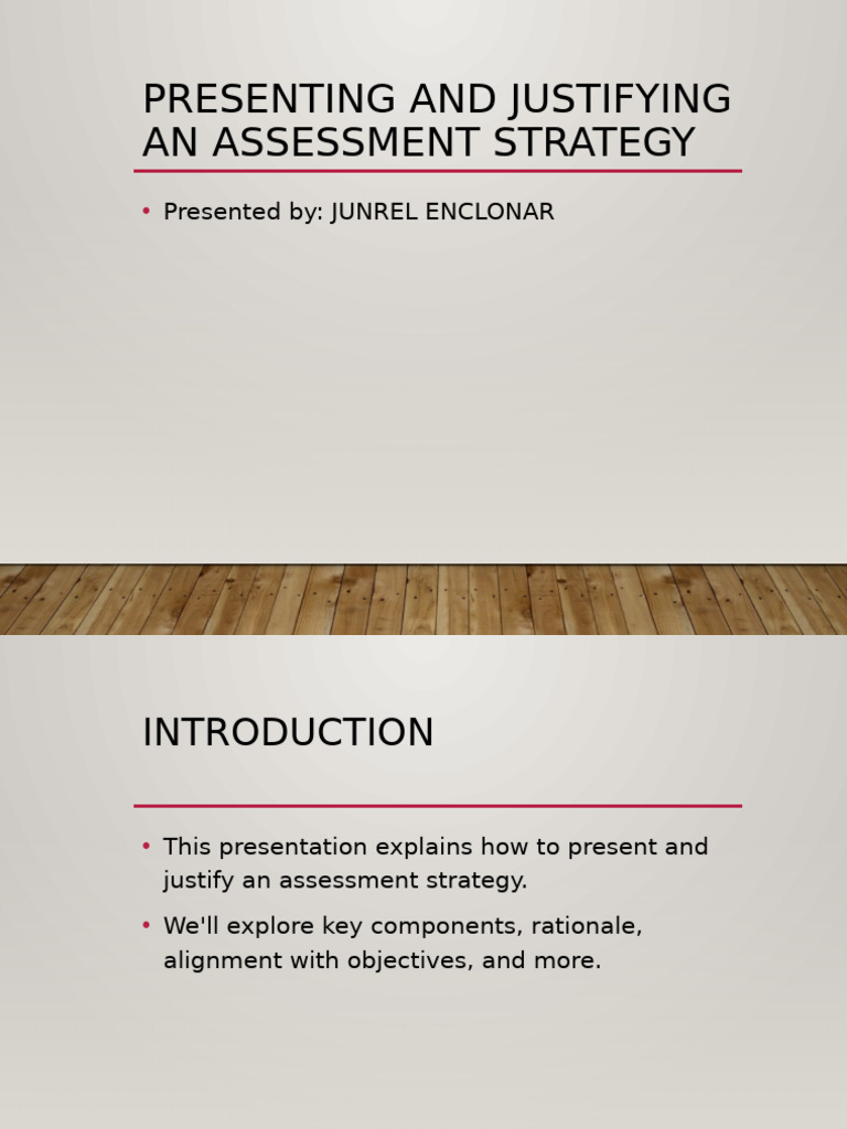 Justifying an Assessment Strategy | PDF