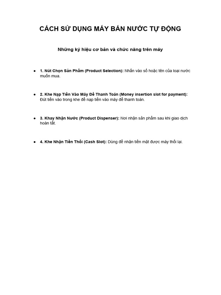 Cách S D NG Máy Bán Nư C T Đ NG | PDF