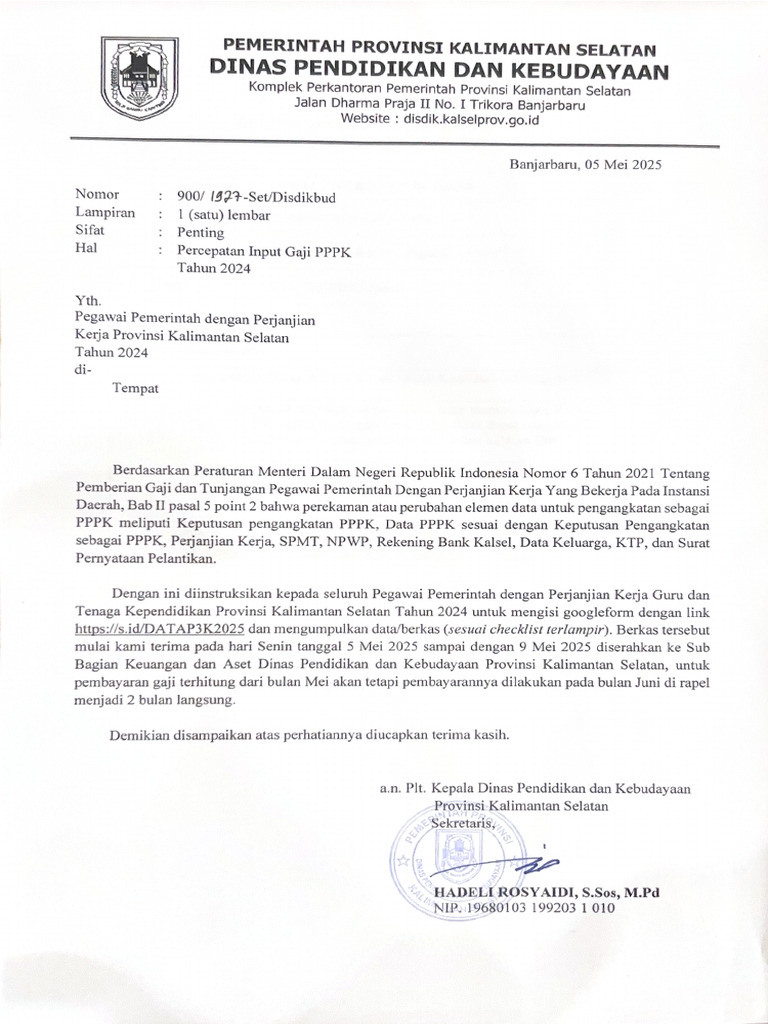 Percepatan Input Gaji PPPK | PDF