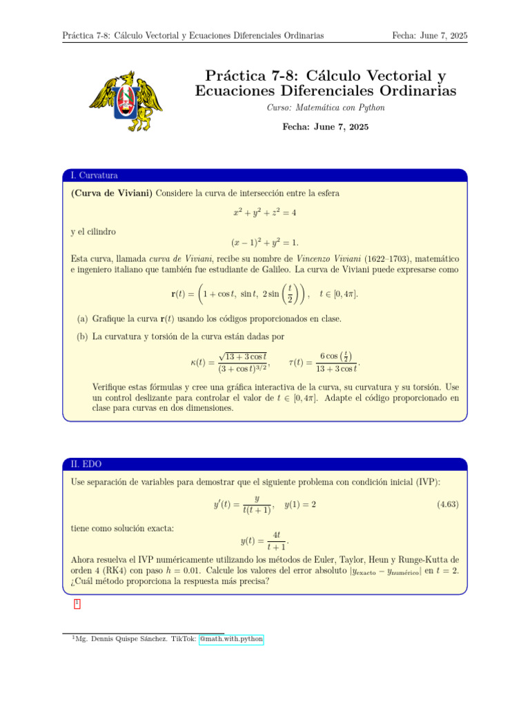 Ejercicios 7 8 | PDF | Curva | Ecuaciones