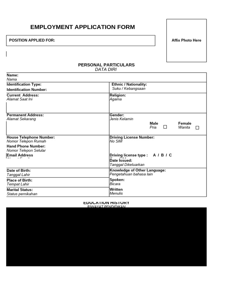 Employee Application Form | PDF