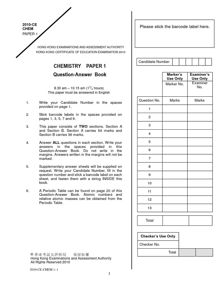 Chem Practice Paper 1-1 | PDF | Titration | Chemistry
