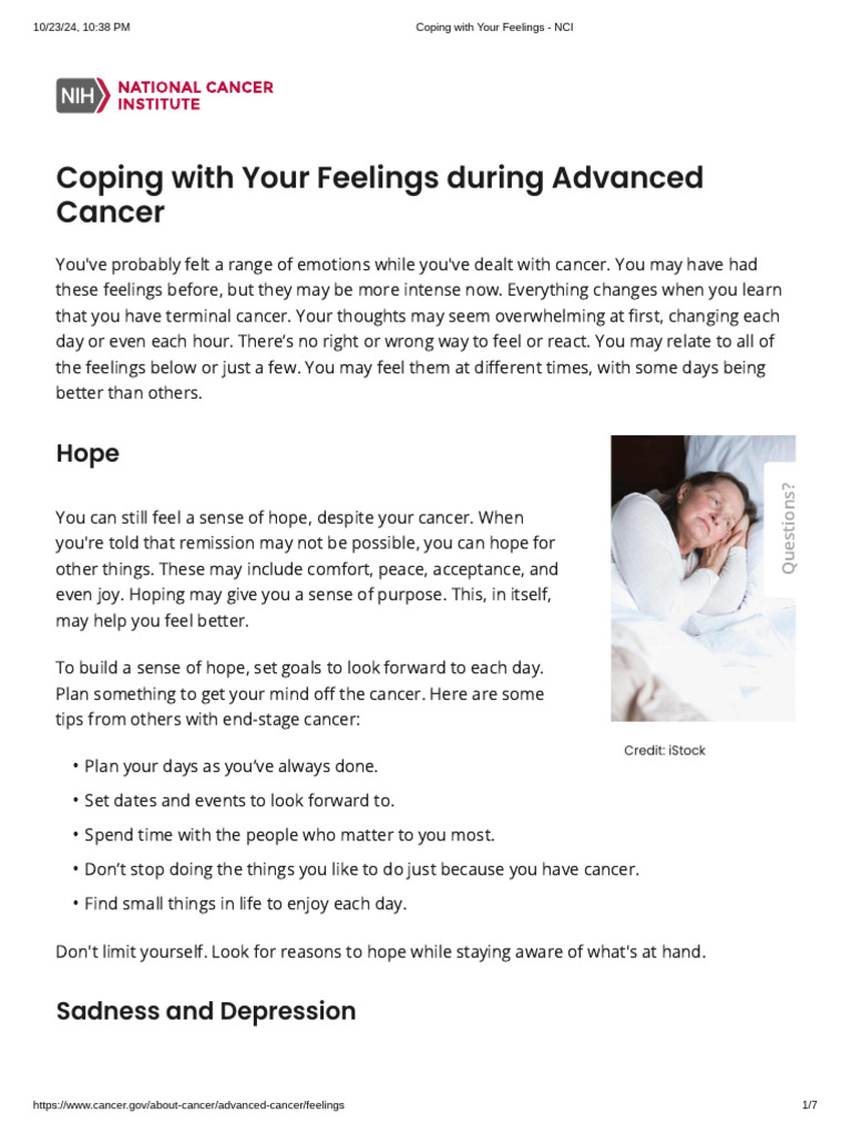 Coping With Your Feelings - NCI | PDF | Grief | Feeling