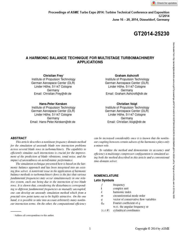 Harmonic Balance for Multistage Turbomachinery | PDF | Discrete Fourier ...