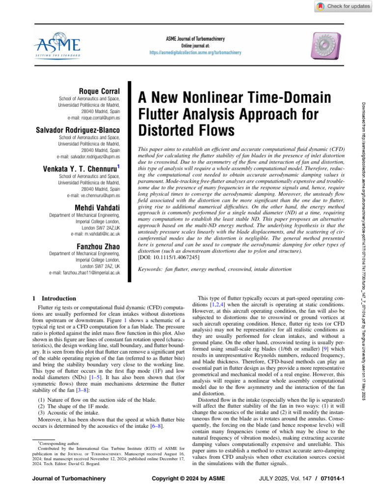 A New Nonlinear Time-Domain Flutter Analysis Approach For Distorted Flows | PDF | Computational ...