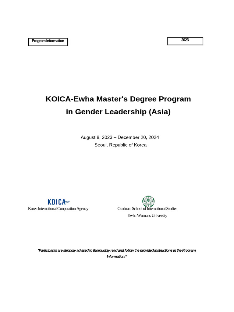 2023 Ewha-KOICA Program Information | PDF | Academic Term | Development Aid