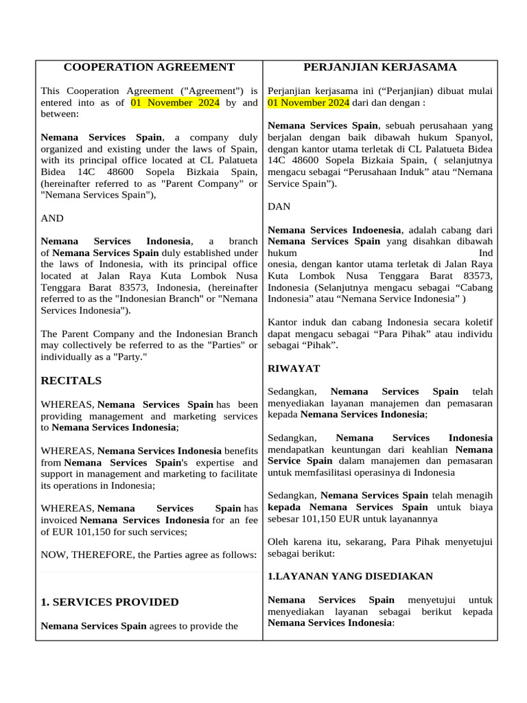 Cooperation Agreement Nss-Nsi | PDF