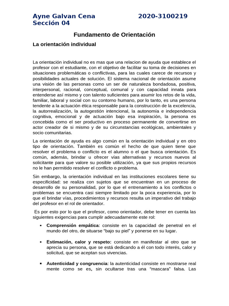 Orientación Individual: Técnicas y Principios | PDF | Aprendizaje ...