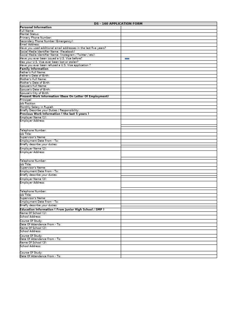 Form c1d Visa - Kosong | PDF