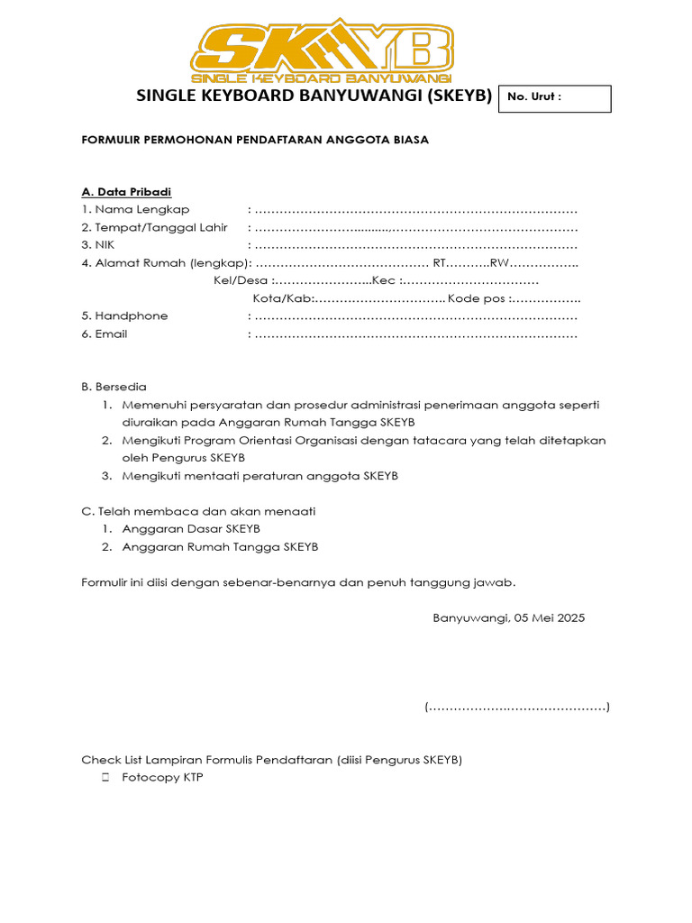 formulir SKEYB | PDF