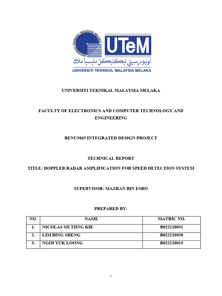 Doppler Radar Speed Detection System Report | PDF | Operational ...