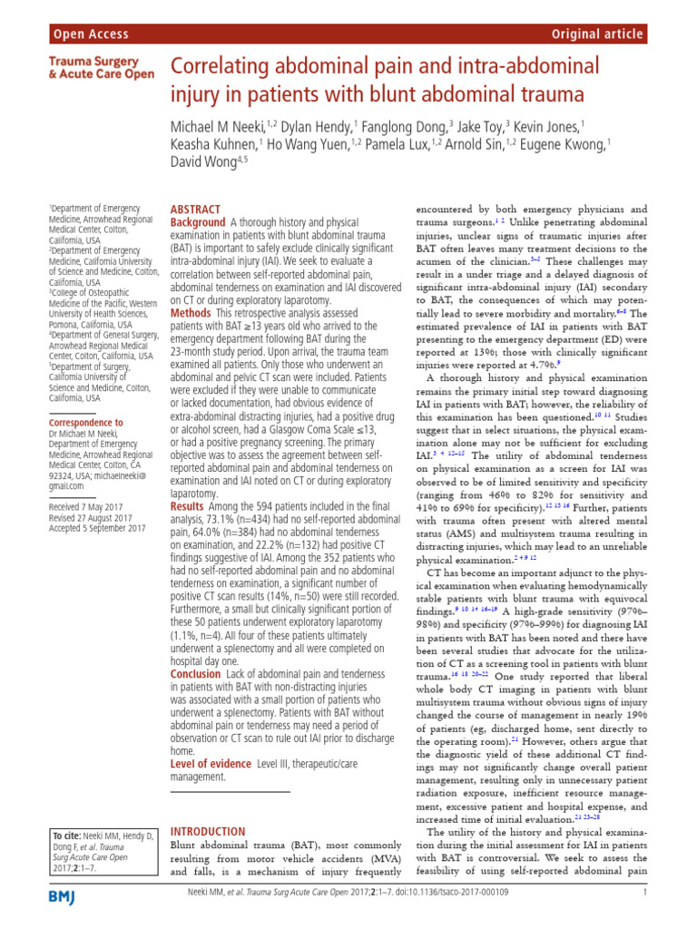 Intra Trauma Abdomen | PDF | Major Trauma | Ct Scan