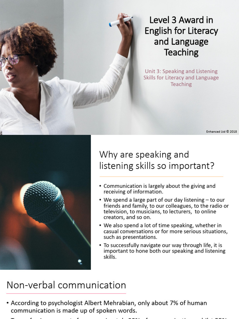 Unit 3 - Speaking and Listening Skills For Literacy and Language ...
