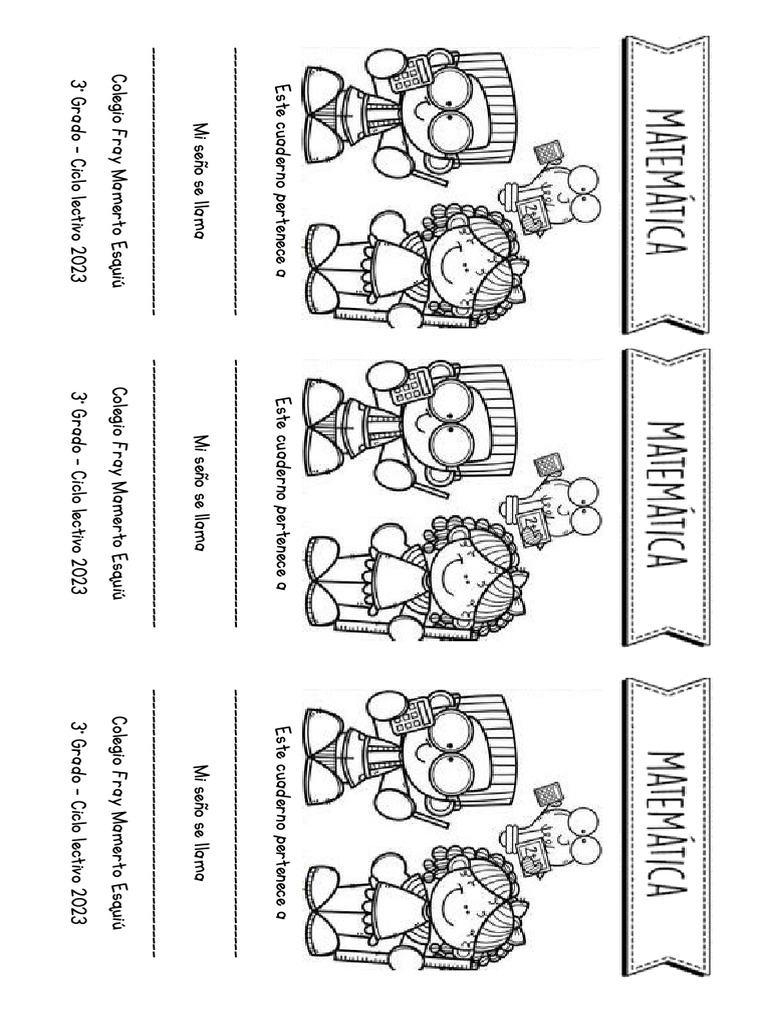 Portadas Cuaderno Mate 2023 - 3° | PDF