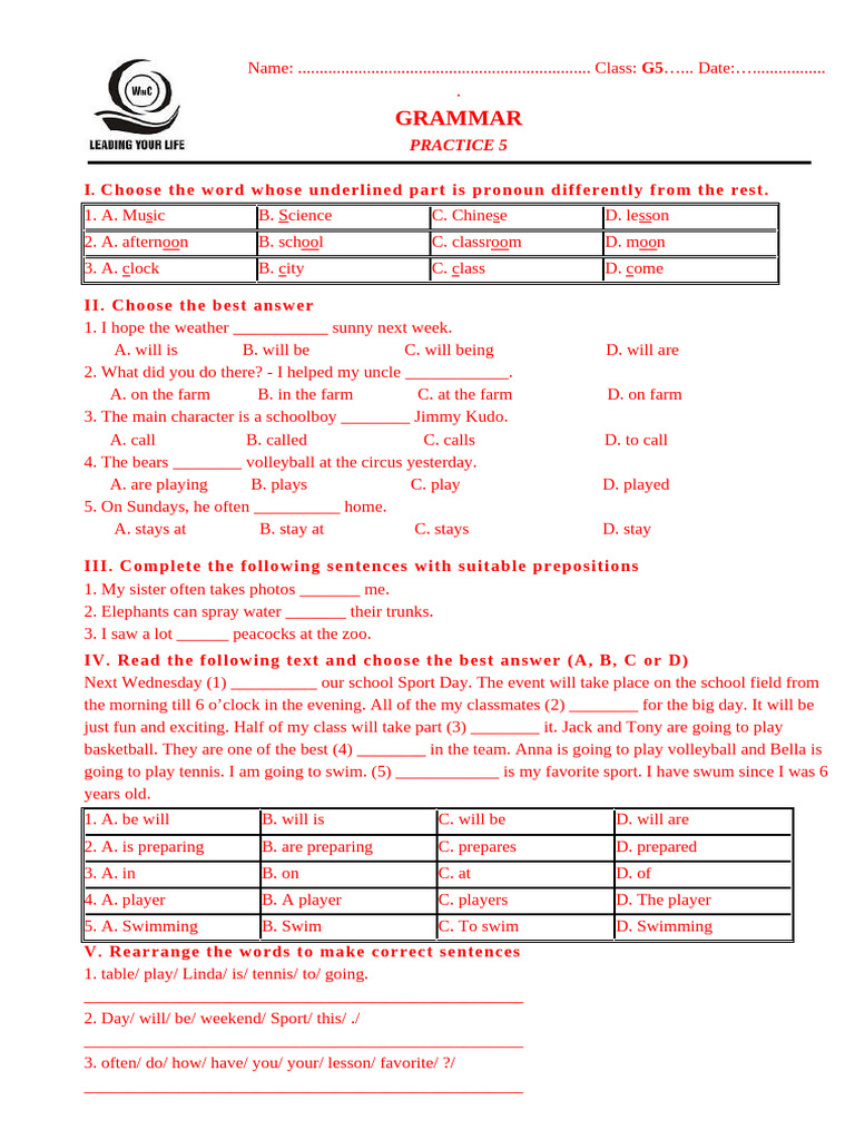G5 Practice 5 K 1 Pdf