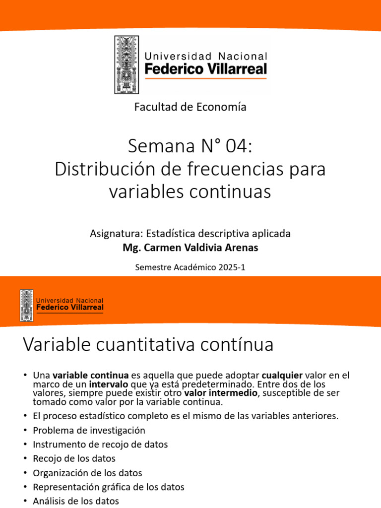 Semana 4 - Distribucion de Frecuencias Continuas | PDF | Estadísticas | Matemáticas Aplicadas