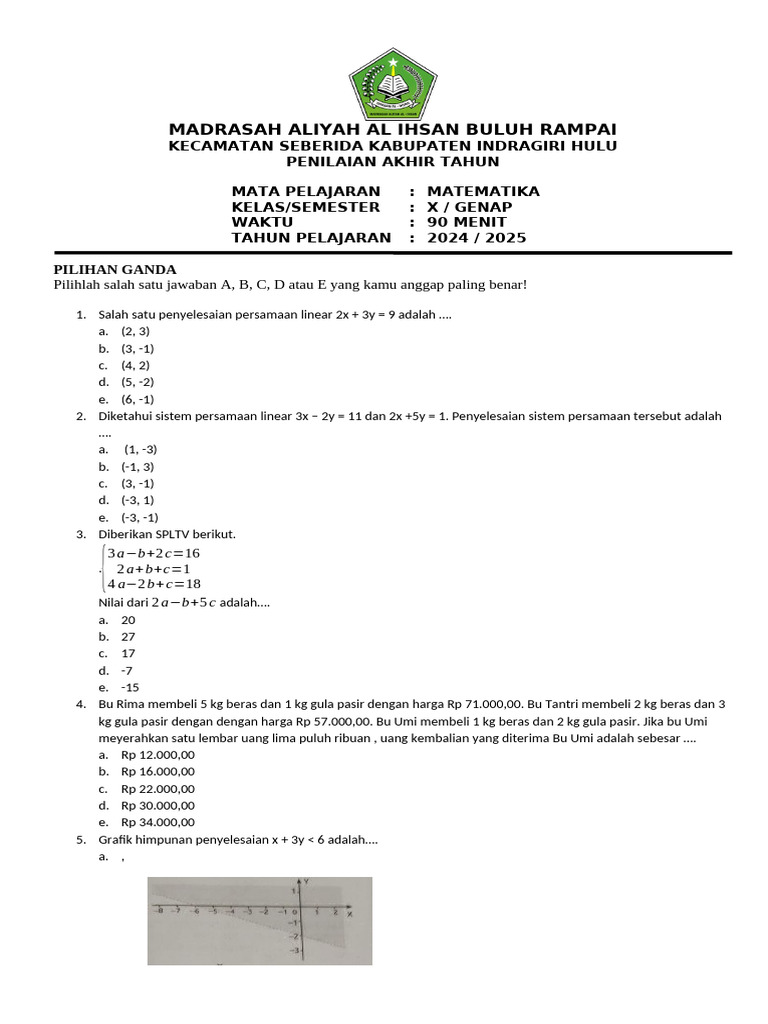 Master Soal Pat 2024-2025 | PDF