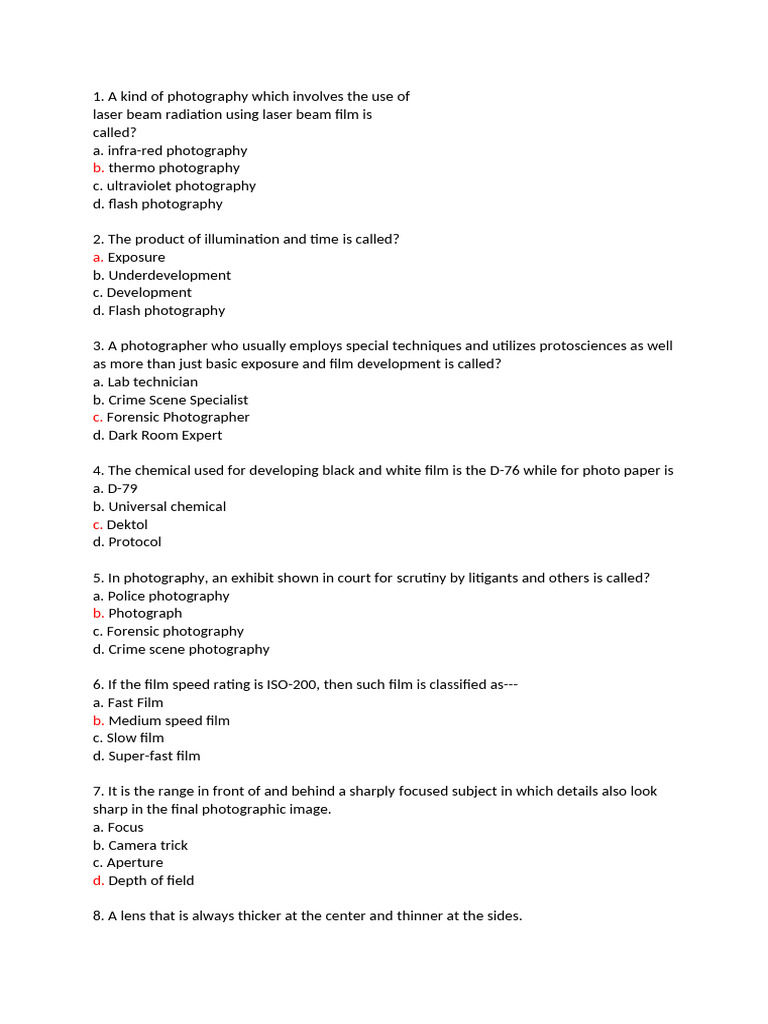 Question Forensic Photography | PDF | Exposure (Photography) | Camera