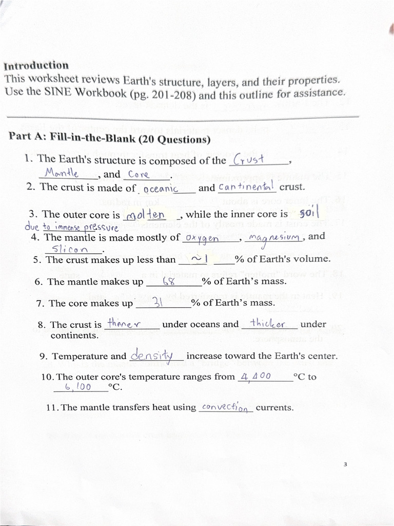 Inside Earth Outline and Worksheets（2025年2月3日14:59） | PDF