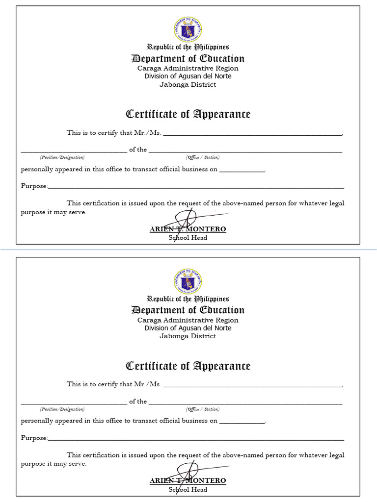 Certificate of Appearance | PDF