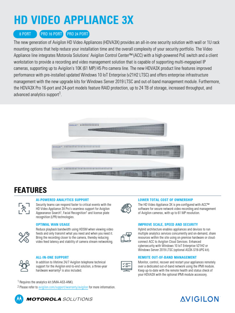 avigilon-hdva3x-appliance-datasheet-en | PDF | Computer Network ...